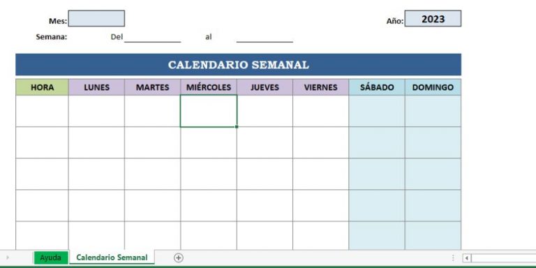 Plantilla Excel para Calendario Semanal (Descarga Gratis) ️