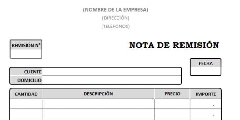 Plantilla Excel para Nota de Remisión (Descarga Gratis) ️