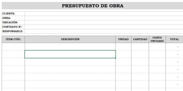 Plantilla Excel para Presupuesto de obra (Descarga Gratis) ️